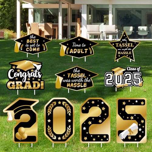 Graduation Decorations 2025 Yard Signs, 10 PCS Waterproof Congrats Grad ...