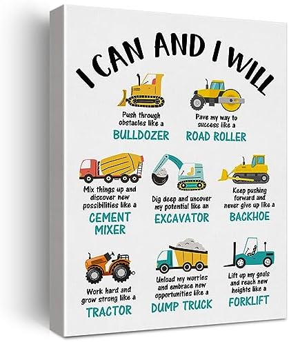 Amazon.com: Outus Set of 9 Construction Room Decor for Boys Trucks ...