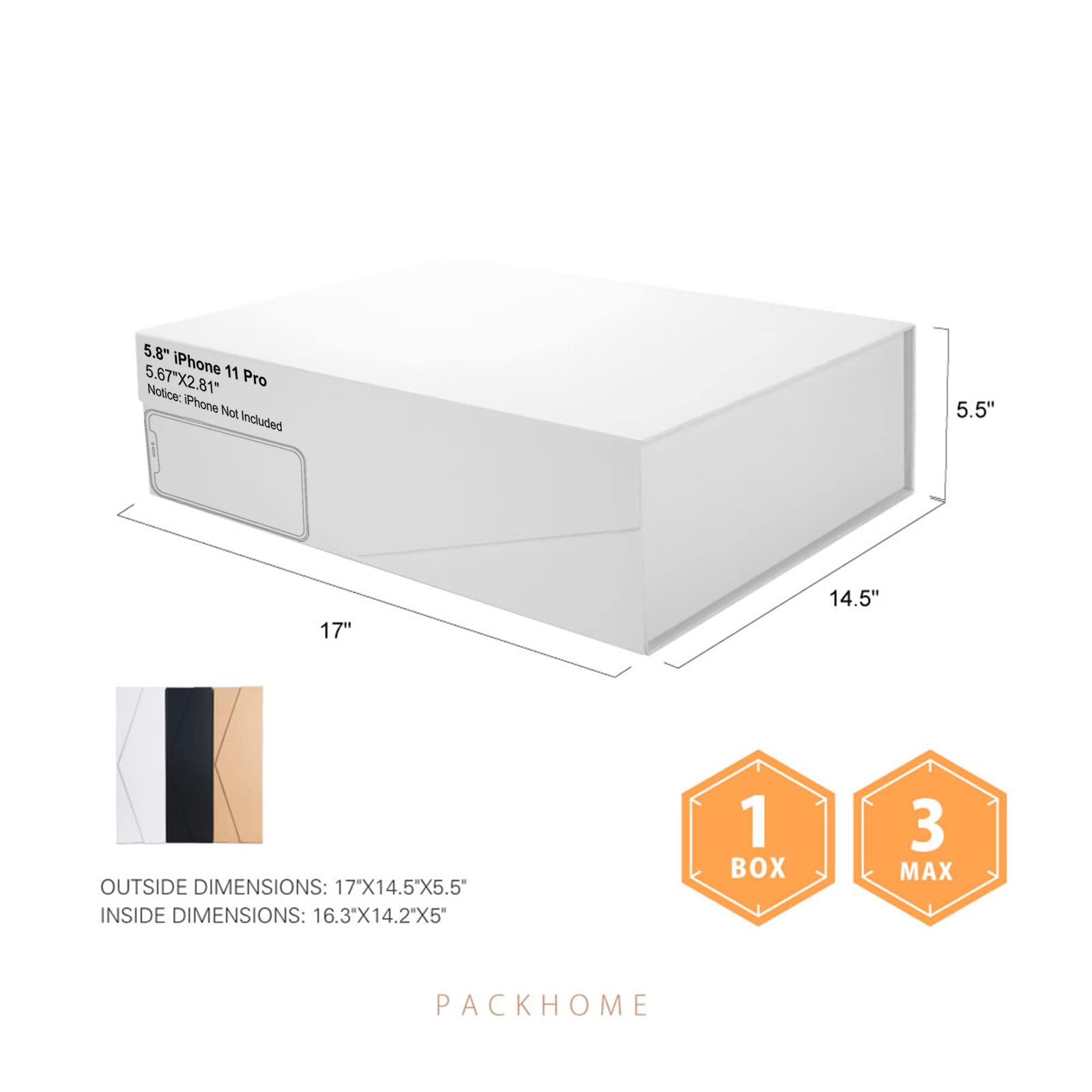 PACKHOME 16.3x14.2x5 Inches, Christmas Gift Box, Extra Large Gift Box ...