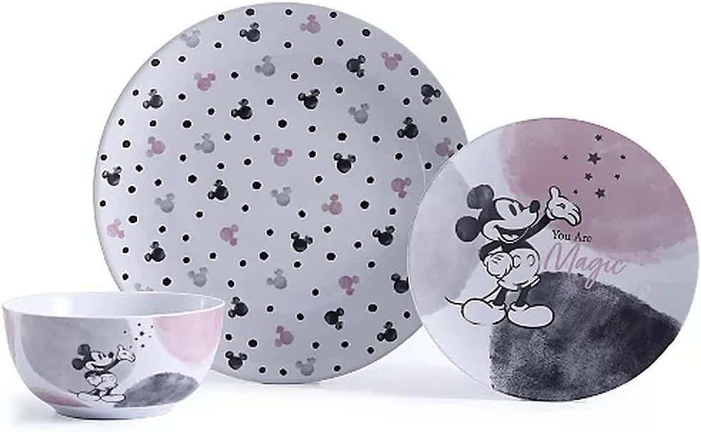 Disney's Mickey Mouse Magic 12 Piece Dinner Set Plate Set with Matching ...