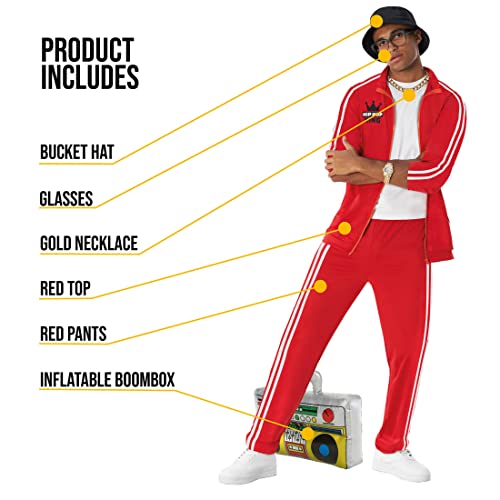 Morph Costumes Red Striped Rapper Hip Hop Costume Men 90s Fancy Dress ...