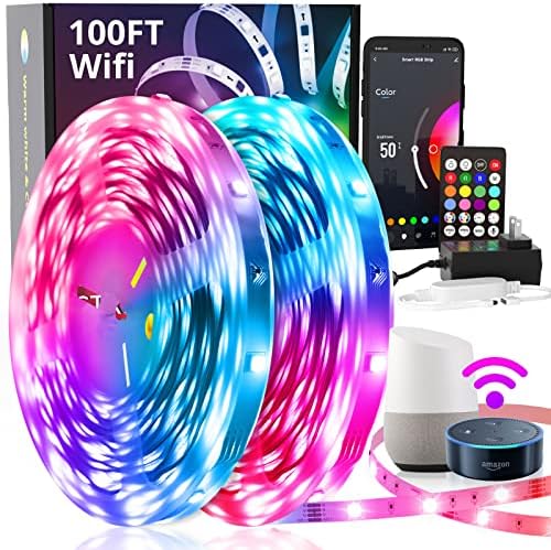 REEMEER Led Lights for Bedroom 100ft（2Rools of 50FT）, Led Lights Color ...