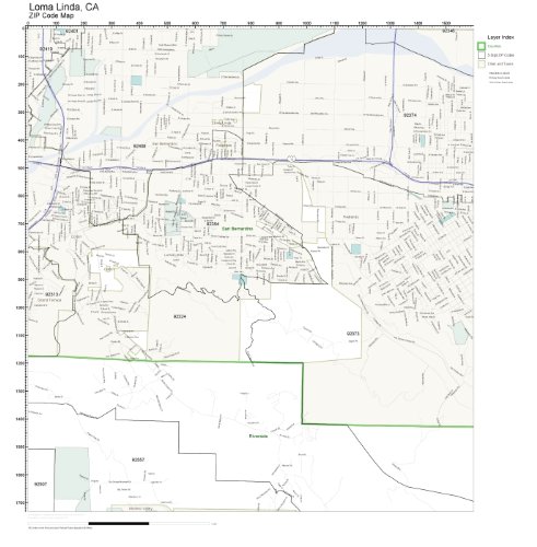 ZIP Code Wall Map of Loma Linda, CA ZIP Code Map Not Laminated: Amazon ...