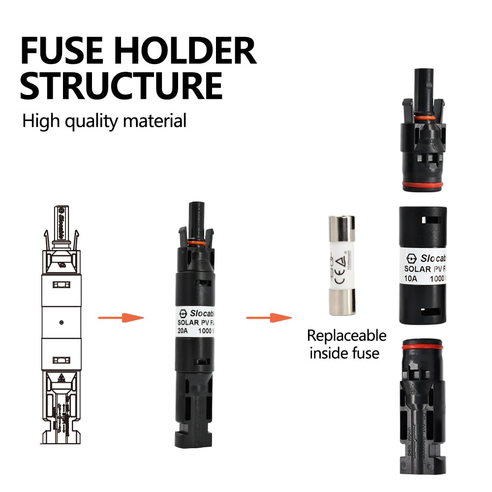 Snapklik.com : Slocable 20A Solar In-line Fuse Holder Connector, IP68 ...