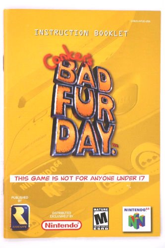 Conker's Bad Fur Day Instruction Booklet User's Guide Book Manual for ...
