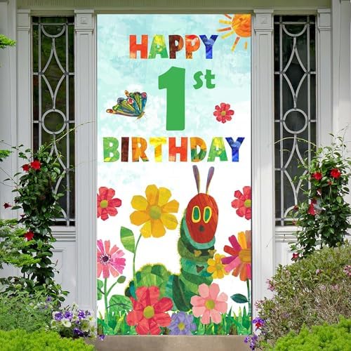 Amazon.com: The Cute Hungry Caterpillar Happy Birthday Banner Backdrop ...