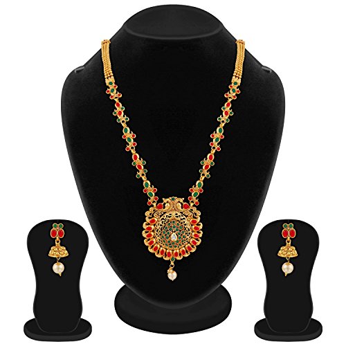 Buy APARA Traditional South Indian Red and Green Long Haram for Women ...