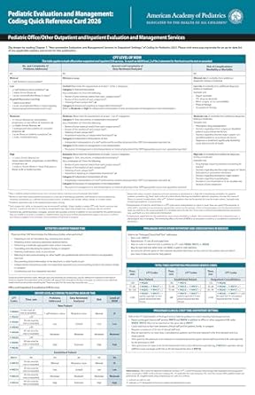 Buy Pediatric Evaluation and Management: Coding Quick Reference Card ...