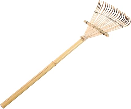 Amazon.com : Milisten Gardening Tool Bamboo Rake Wood Handle Small ...