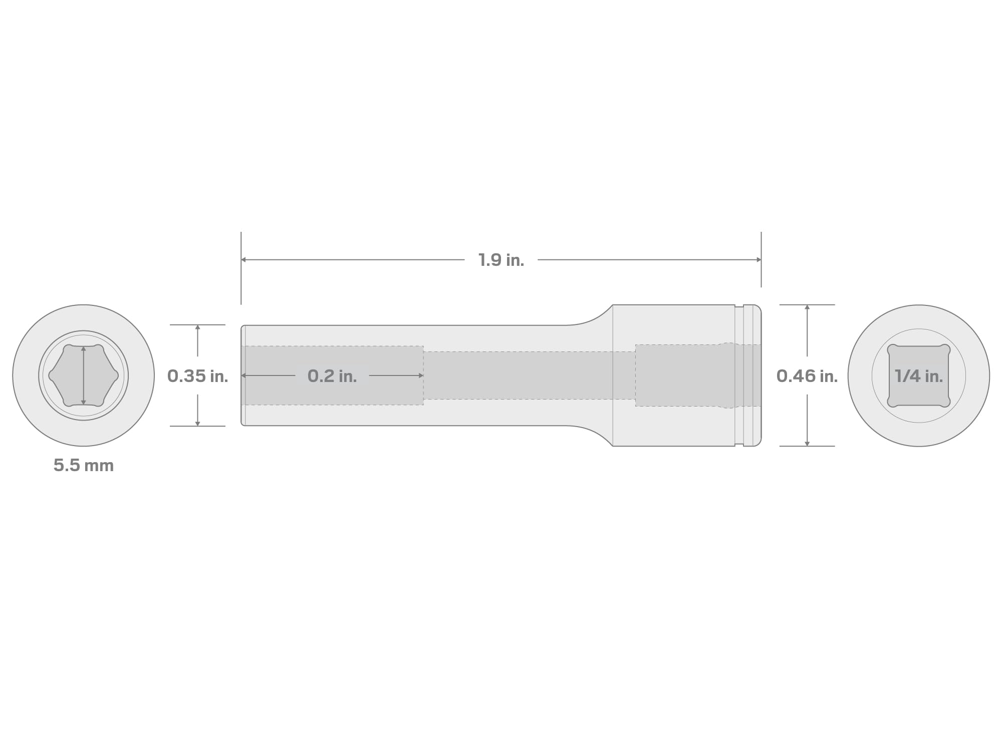 Snapklik.com : 1/4 Inch Drive X 5.5 Mm Deep 6-Point Socket SHD03105