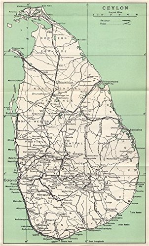 Ceylon Sri Lanka Map Showing Railways Roads Towns 1965 Old | Desertcart ...