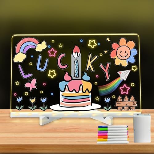 Led Note Board with Colors, Acrylic Dry Erase Board with Light, Light ...