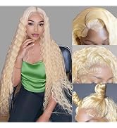 Amazon.com : Blonde Wig Human Hair Deep Wave 34 Inch 613 Lace Front Wig ...
