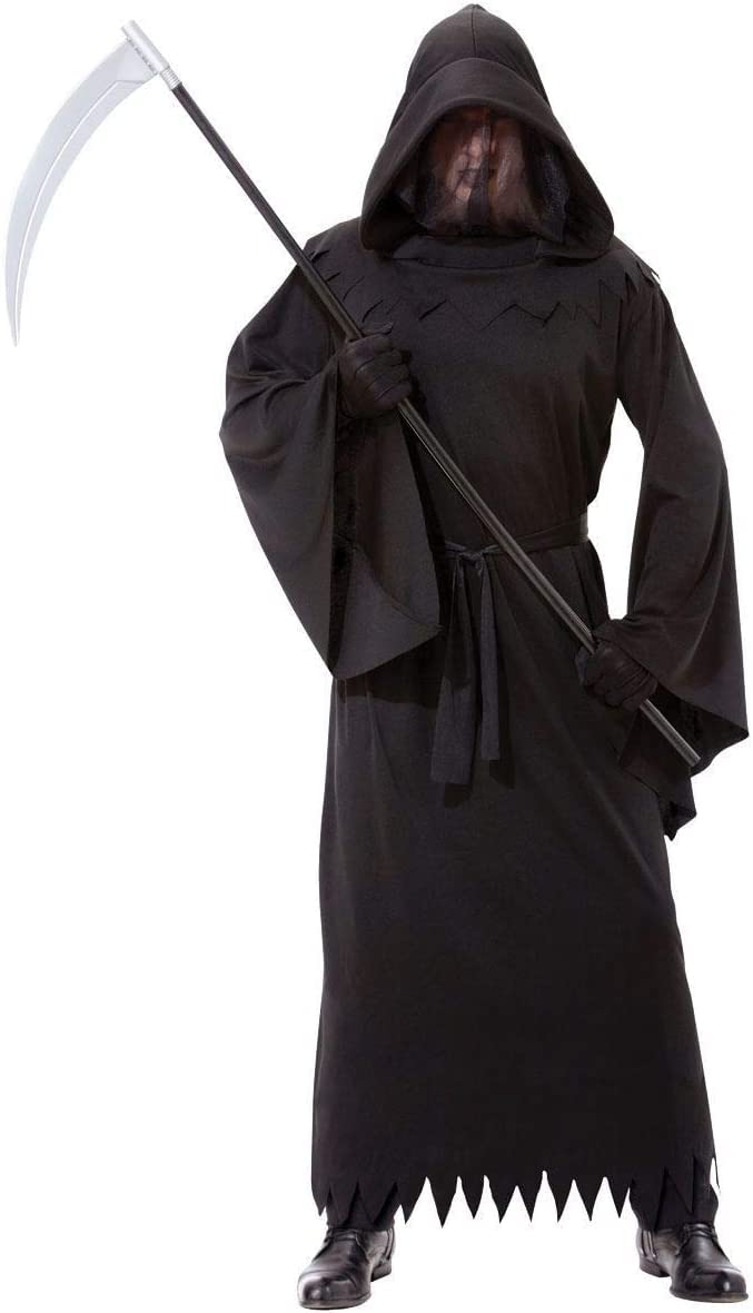 SHATCHI Adult Halloween Costume Grim Reaper Phantom of Darkness Fancy ...