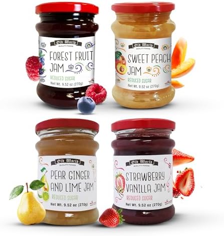 Amazon.com: Old World Quality Foods Jam Assortment 4CT/ 9.52oz each ...
