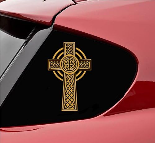 Amazon.com: Slap-Art Celtic Cross Vinyl Decal Sticker (Satin Gold ...