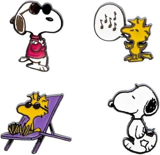 Amazon.com: Official Snoopy Set Of 4 Enamel Pins - Snoopy Pins ...