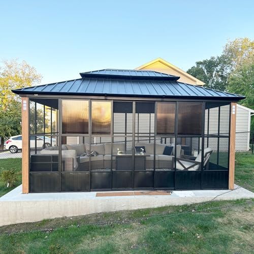 Amazon.com : PURPLE LEAF 12' X 16' Solarium Sunroom Permanent Hardtop ...