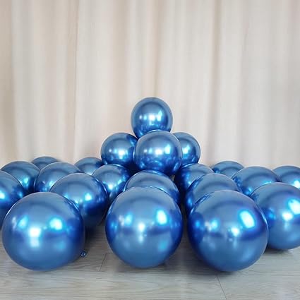 Amazon.com: ANAHAT 12 inch Metallic Blue Balloons for Party 100 pcs ...