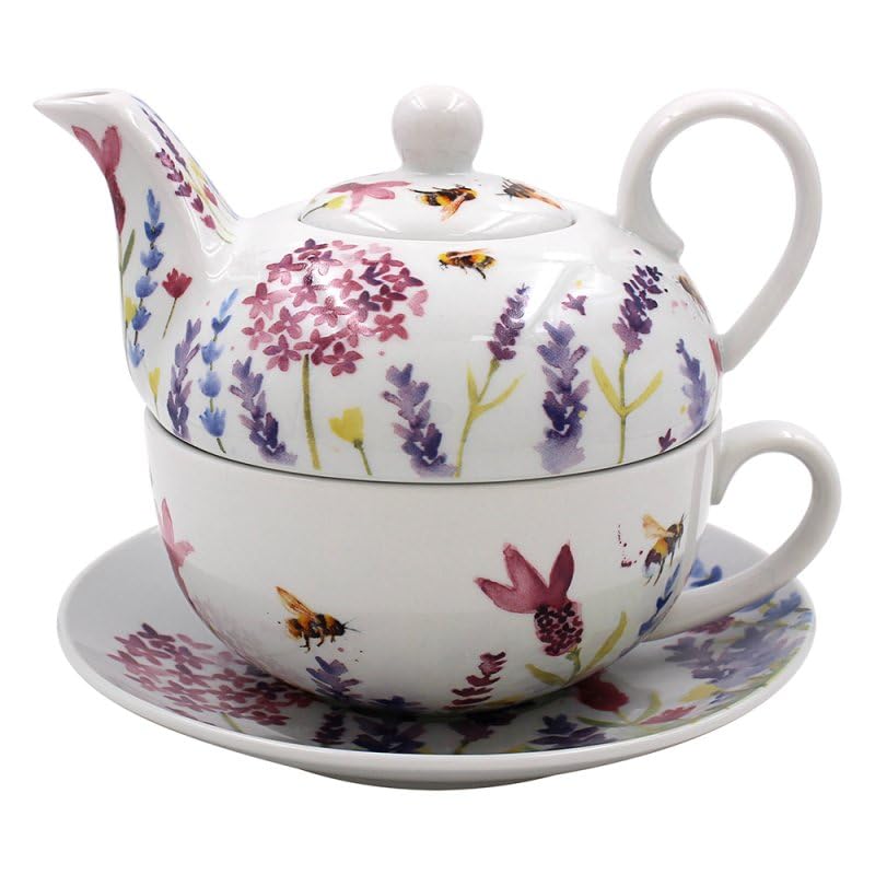 The Leonardo Collection Ceramic Tea for One Lavender Bees Handpainted ...