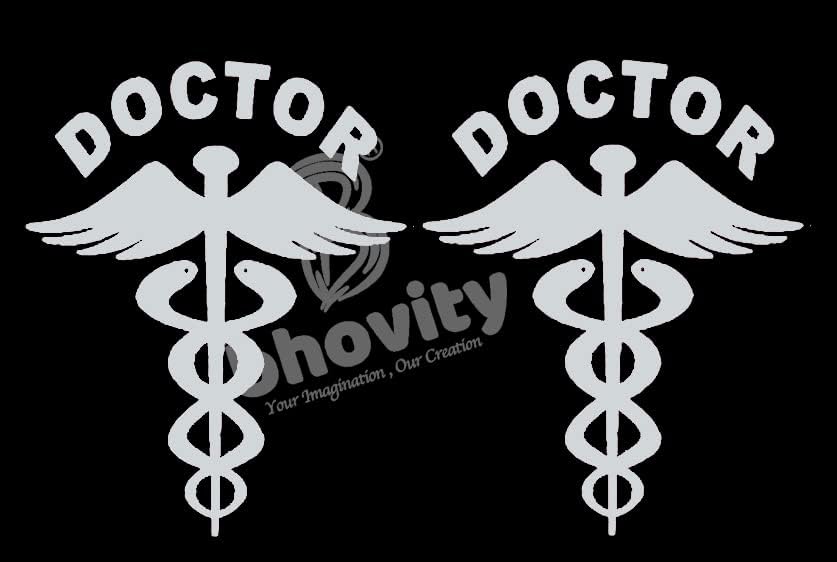 Bhovity® 2 Doctor Stickers for car/Bike, (10.1cm X 12.7cm) White Radium ...