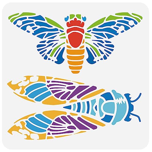 FINGERINSPIRE Cicada Stencil for Painting 30x30cm Large Cicada Bugs ...