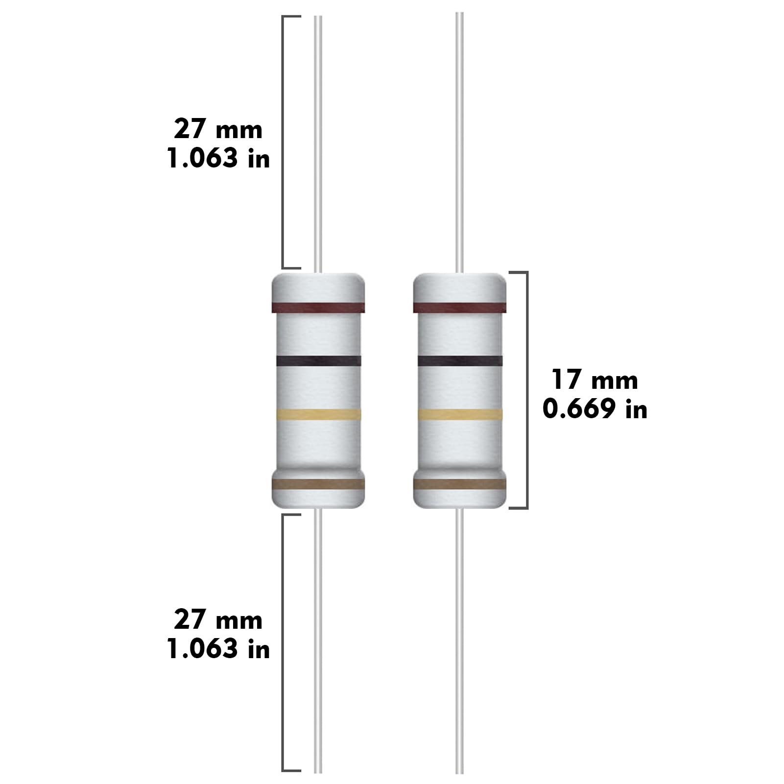 Snapklik.com : 3W Carbon Film Resistor Kit From 1 Ohm To 1M Ohm 25 ...
