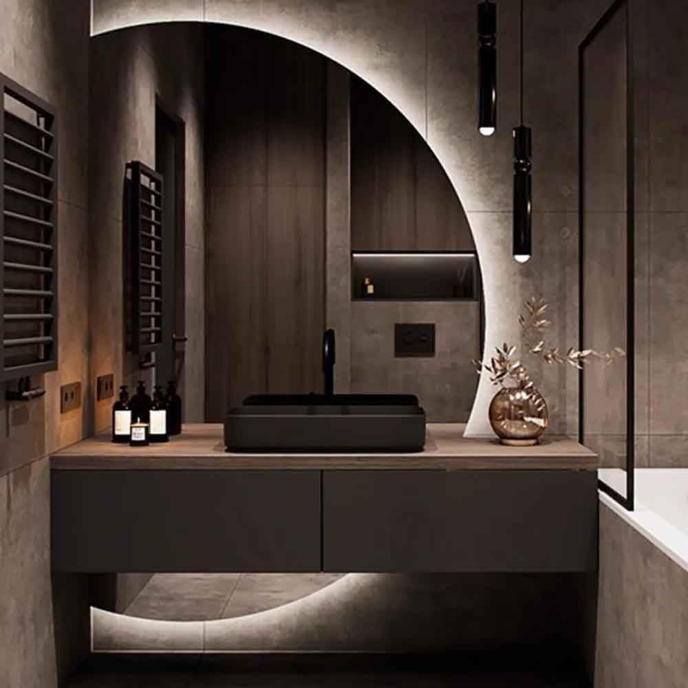 Amazon.com: UkewEi Half Moon LED Wall Mount Mirror Anti-Fog Entryway ...