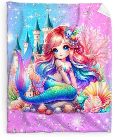 Amazon.com: Girls Mermaid Blanket, Throw for Toddlers Kids Mermaid ...