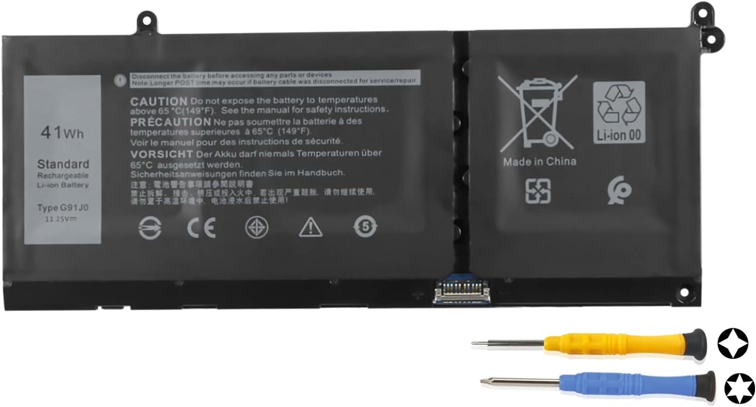 K KYUER G91J0 V6W33 Laptop Battery for Dell Latitude 3320 3420 3520 ...