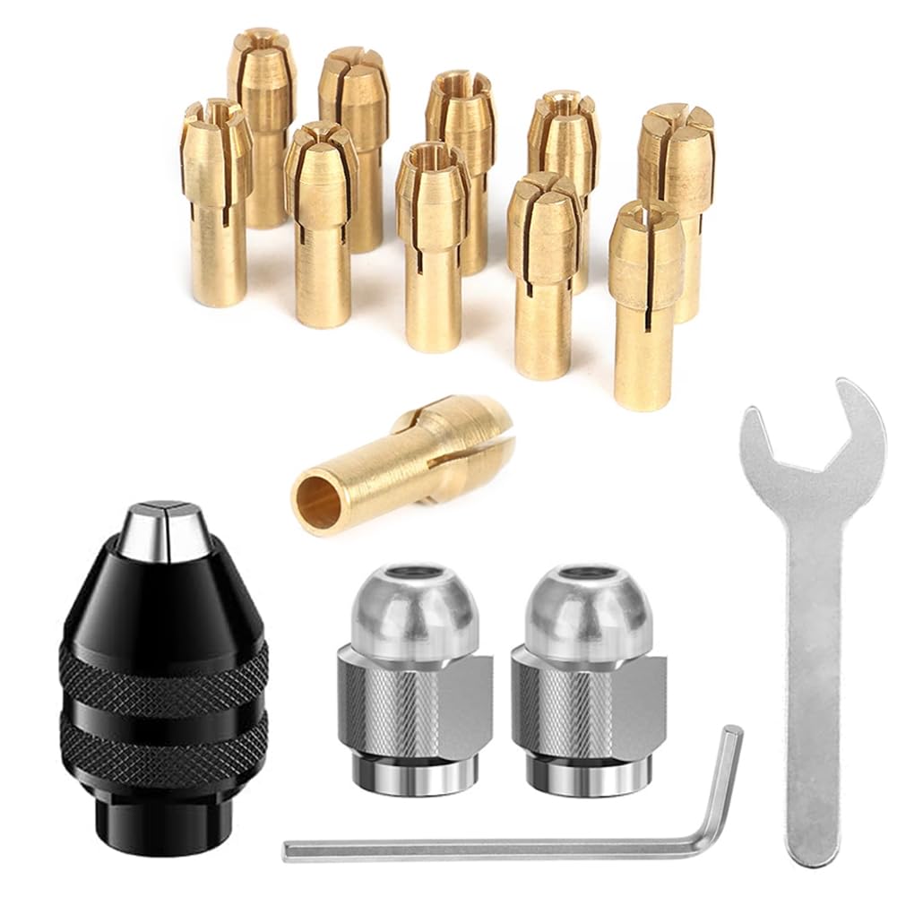 Saipor 16PCS Drill Chuck Collet Set, 4486 Keyless Quick Change Chuck ...