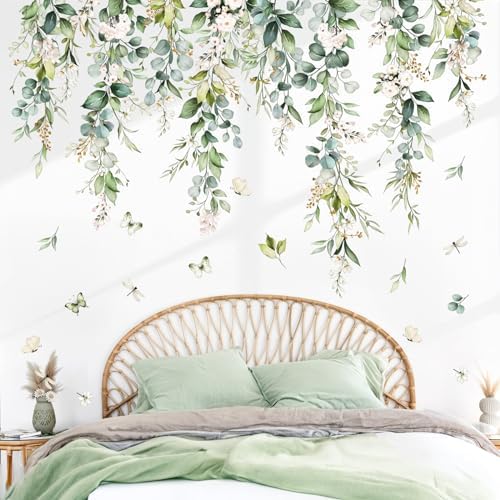 Amazon.com: wondever Hanging Flower Vine Wall Stickers Boho Floral ...
