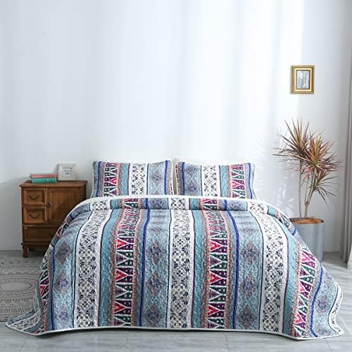 WONGS BEDDING Bohemian Bedspread Double Boho Striped Pattern Printed ...