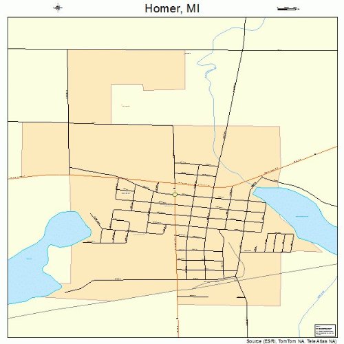 Amazon.com : Large Street & Road Map of Homer, Michigan MI - Printed ...
