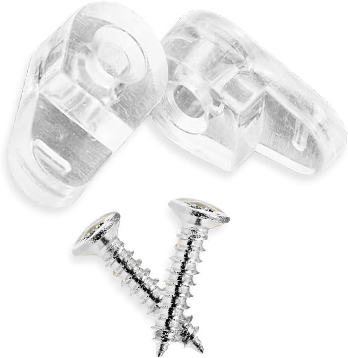 Clear Glass Cabinet Panel Retainer Clips with Screws (25 Pack, 3/16 ...