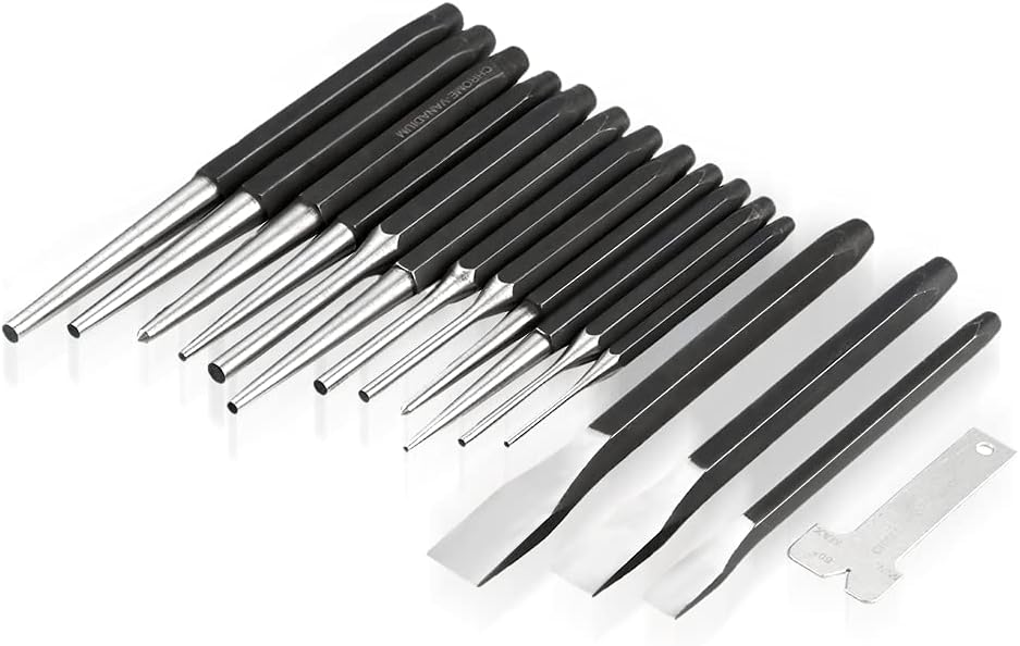 Amazon Basics 16-Piece Sturdy Chrome Vanadium Steel Punch and Chisel ...