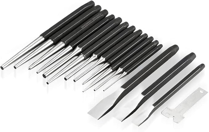 Mechanics Punches and Chisel Set, 16Pcs Pin Punch Center Punch Cold ...