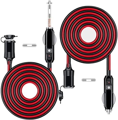Amazon.com: 2PCS 13FT 12V/24V Heavy Duty Cigarette Lighter Extension ...