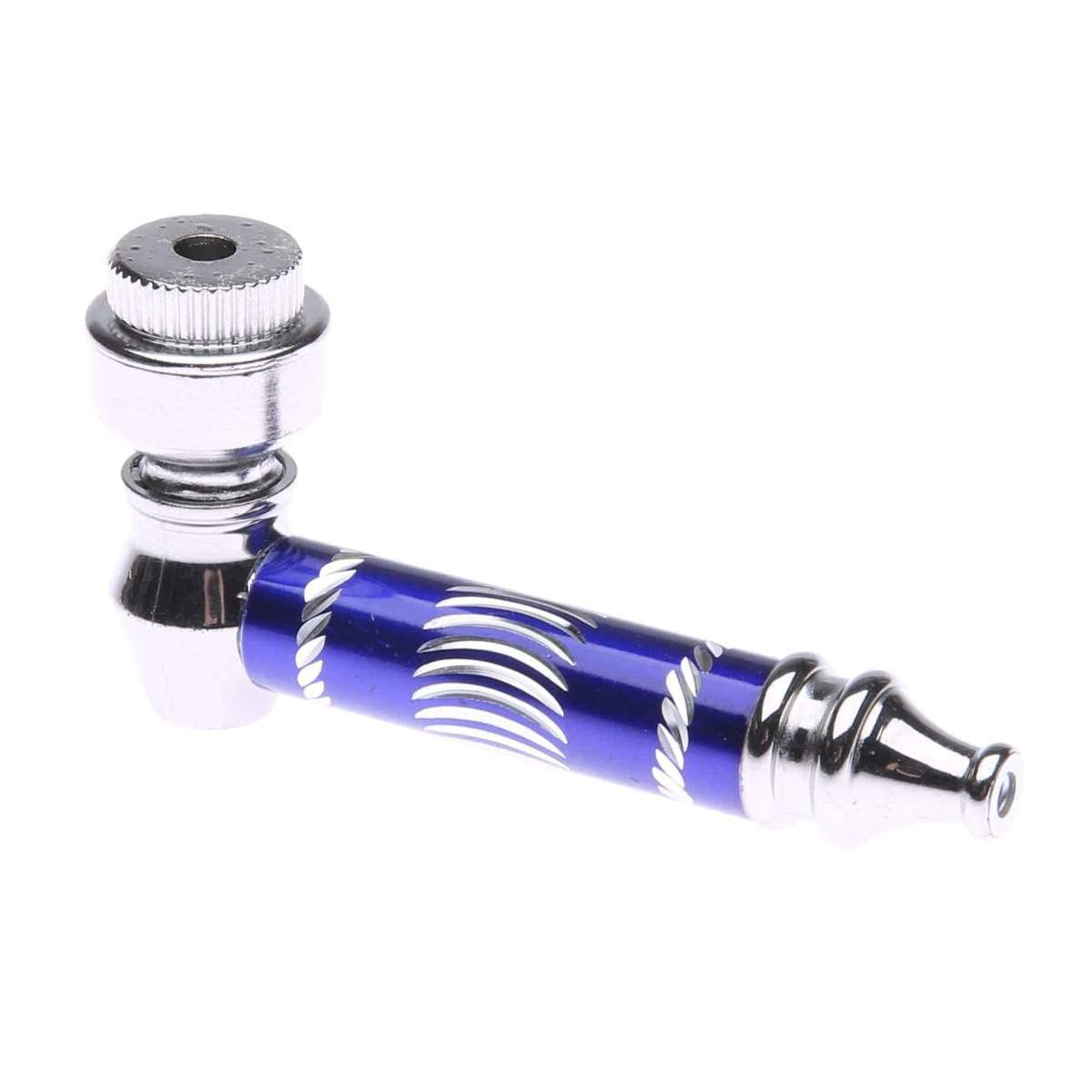 MFT Crafted Metal Chillum Pipe, Blue Metalic Pocket Pipe with Screens ...