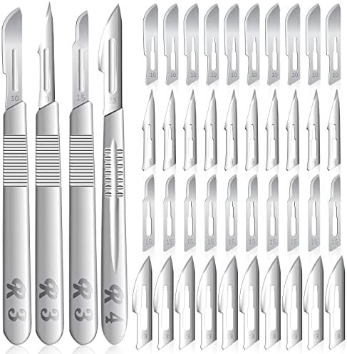 20 Pieces Scalpel Blades #11 Scalpels Surgical Sterile Blades with #3 ...