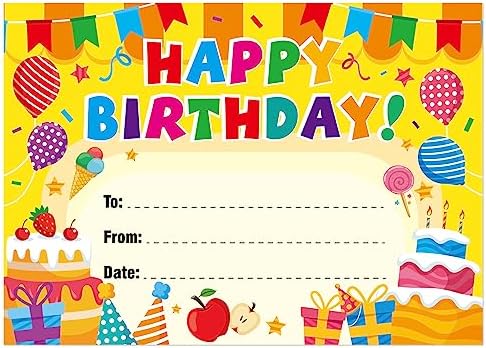 Amazon.com : 25 Gold Birthday Certificates for Kids Classroom Birthday ...