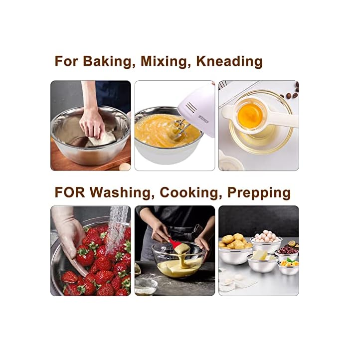 Buy Electric Hand Mixer with Mixing Bowls Set, 5-Speeds Handheld Mixers ...