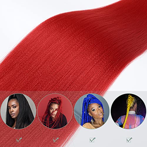 YDDM Pre Stretched Braiding Hair Braiding Hair Extensions Red Braids ...