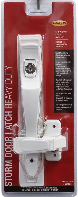 Larson Certified Storm Door White Push-Button Heavy-Duty Latch with Key ...