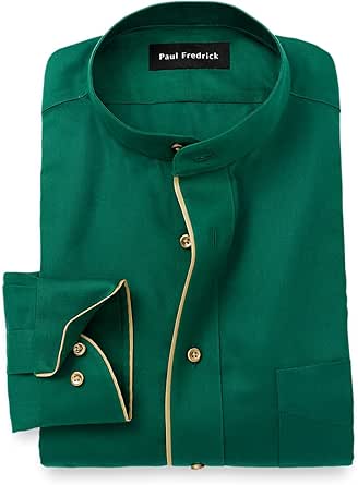 Paul Fredrick Men's Classic Fit Non-Iron Cotton Solid Dress Shirt Green ...