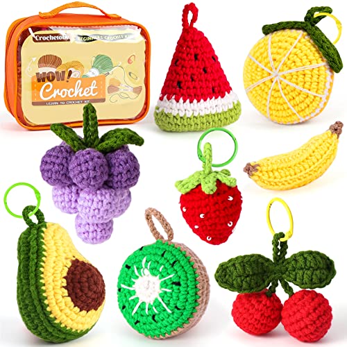 Crochetobe Crochet Fruits Kit – Make Your Own 8 PCS Fruit Crochet ...