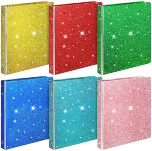 Amazon.com : Eersida 6 Pcs 3 Ring Binder Glitter 1 Inch Cute Binder ...