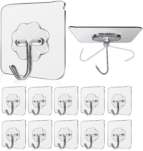 Hooks for Wall Without Drilling, Waterproof Stick on Adhesive Stronger ...