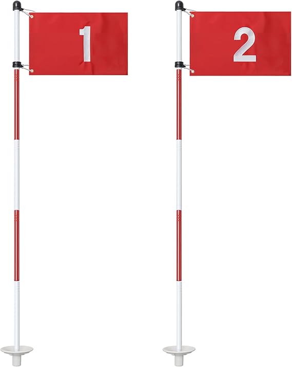 Amazon.com : Golf Putting Green Cups and Flags, 6 FT Golf Flagstick ...