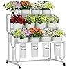 Amazon.com: 4 Tier Flower Shop Display Stand,16 Plastic Flower Bucket ...